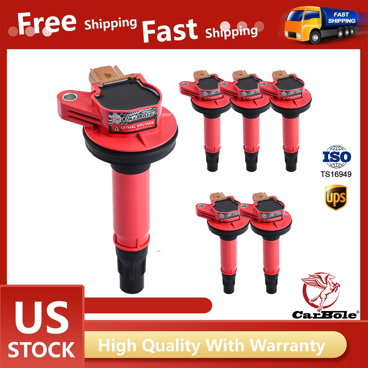 6 UF646 Ignition Coils For 2015-2019 Ford Transit-150 250 350 V6 3.5L ...