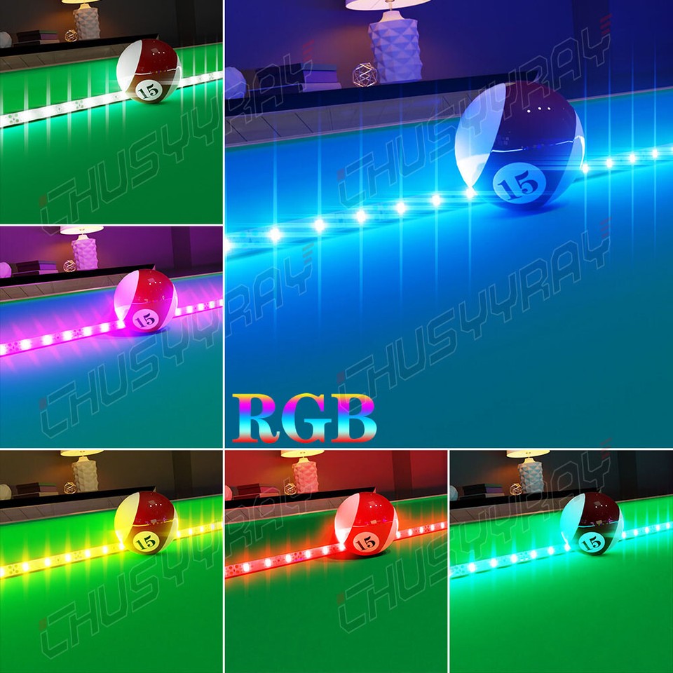 Bar Billiard Pool Table Bumper LED RGB Color Lights Remote Control ...