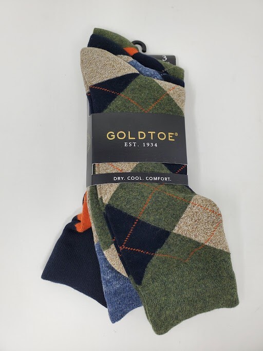 GOLD TOE Men's 3 pack Carlyle Argyle Crew Socks, 10-13, Multi-color | eBay