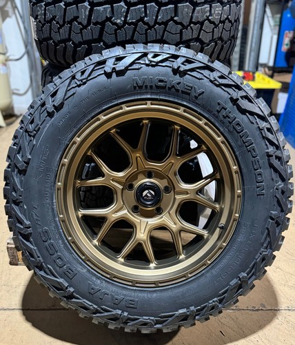 20x10 Fuel Tech Bronze Wheels 35" Baja Boss AT Tires 5x5 Jeep Wrangler ...