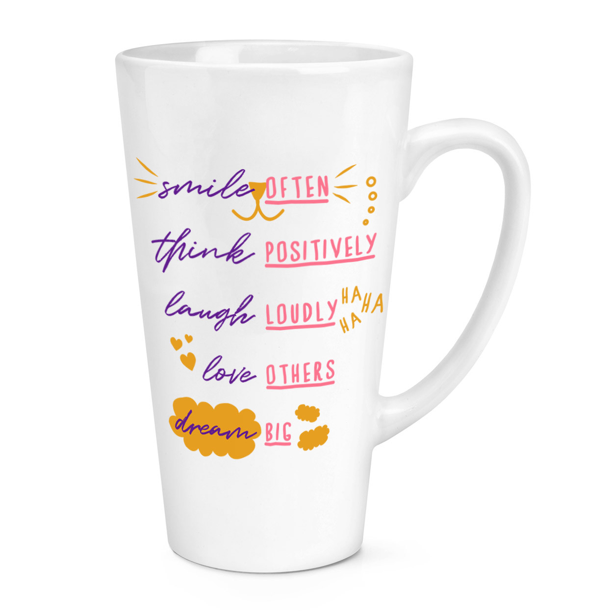 Smile Often Think Positively Laugh Loudly 17oz Large Latte Mug Cup ...