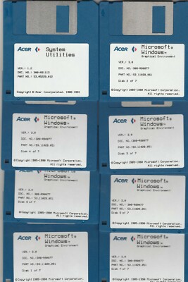 Microsoft Windows Graphical Environment by Acer ~ 3.5" Setup Disks ...