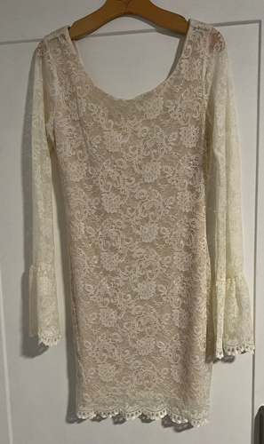 Tobi Cream Lace Dress lined Size Small Long Sleeve | eBay