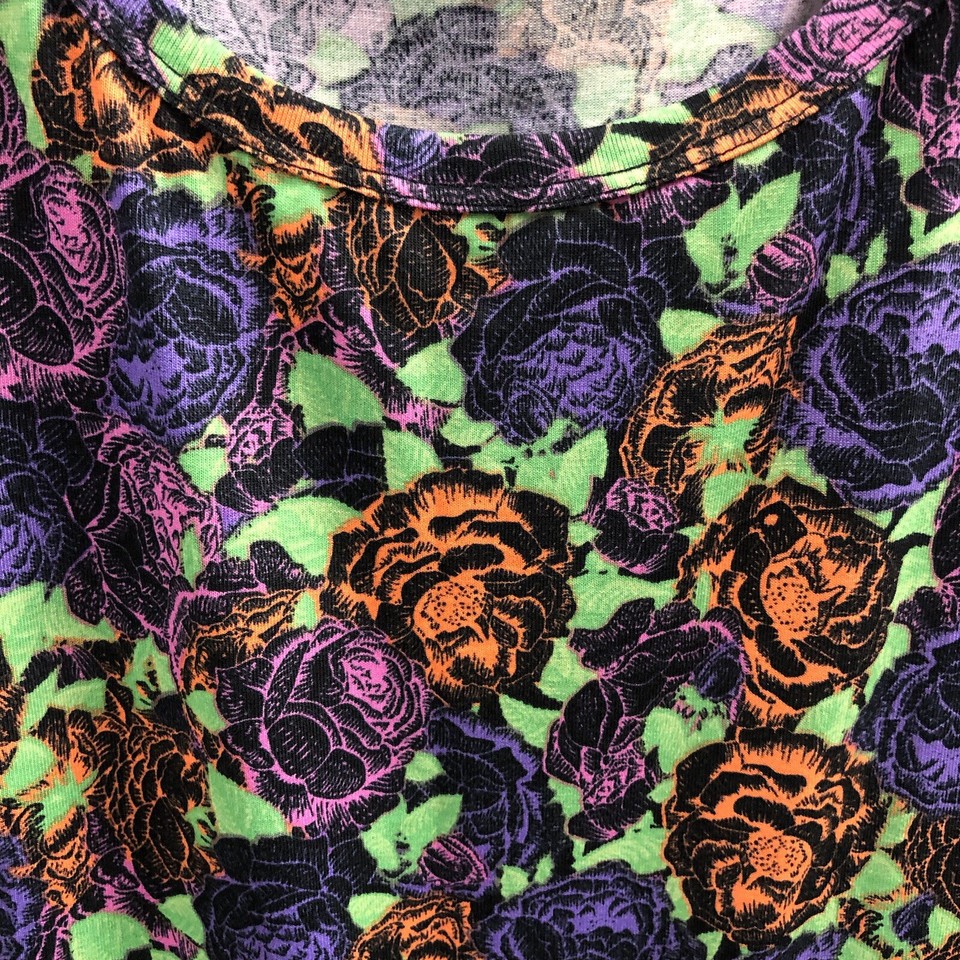 LuLaRoe Nicole Fit & Flare Dress Roses Floral Purple Pink Green NWT ...