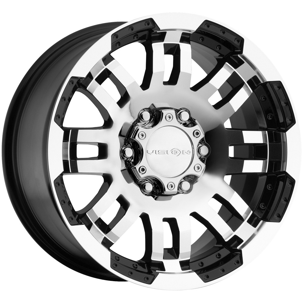 (4) Vision 375 Warrior 17x8.5 6x4.5" +18mm Black/Machined Wheels Rims ...
