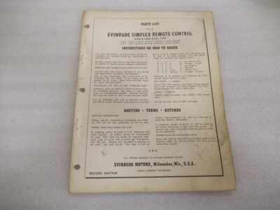 PM230 Evinrude Simplex Remote Control Single & Dual Type Parts Catalog ...