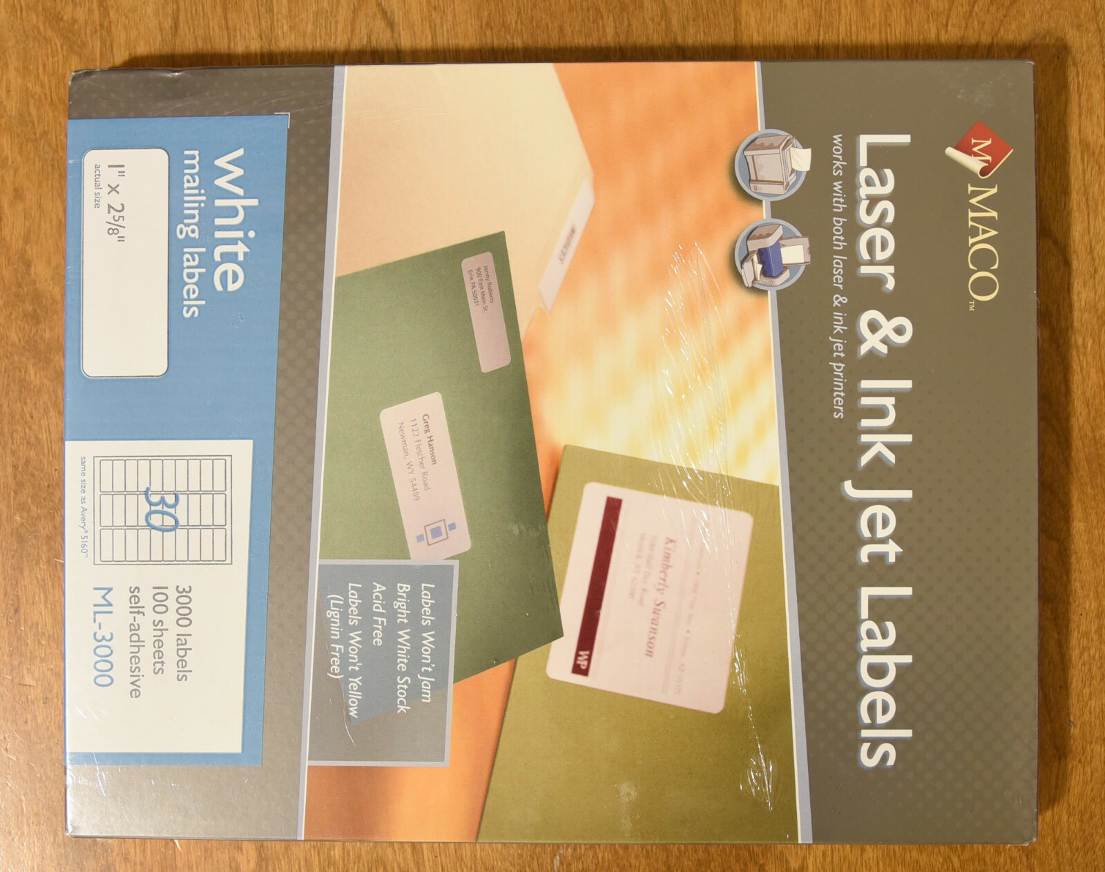 3 packs MACO Laser/Ink Jet 9000 Self-Adhesive White Labels ML-3000 NEW ...