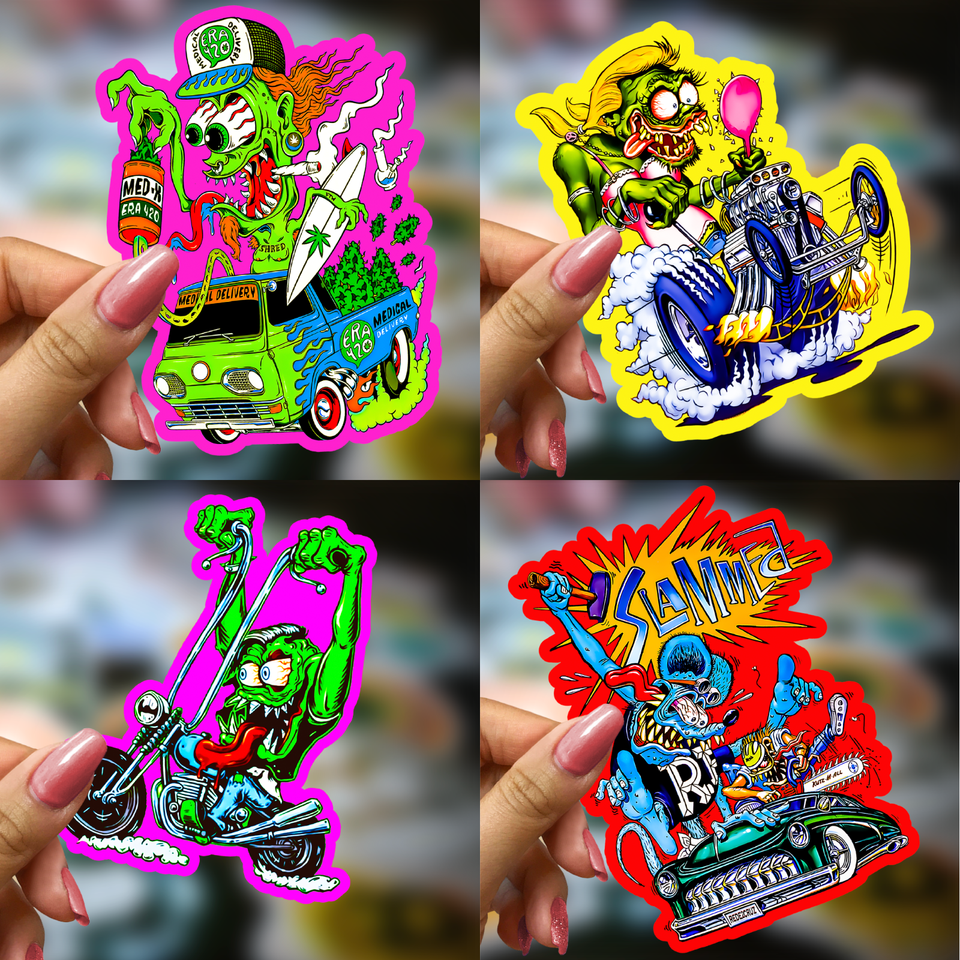 Rat Fink Ed Roth Vinyl Decals 40pcs Hot Rod Custom Car Bike Skateboard ...