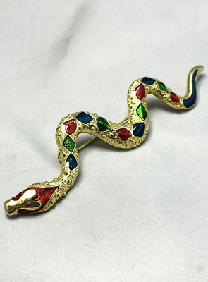 Vintage Large Enamel Snake Brooch Pin | eBay
