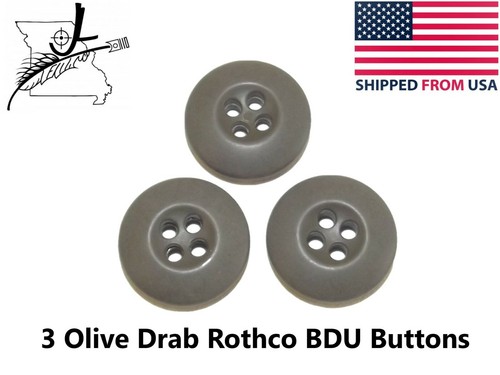 3 Rothco 3/4" Olive Drab BDU Military Buttons Camouflage Dress ...