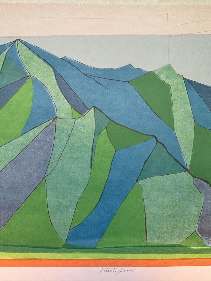 Carol Kessler SILKSCREEN Print “Blue Mountan II” 1973 Signed, Artist ...