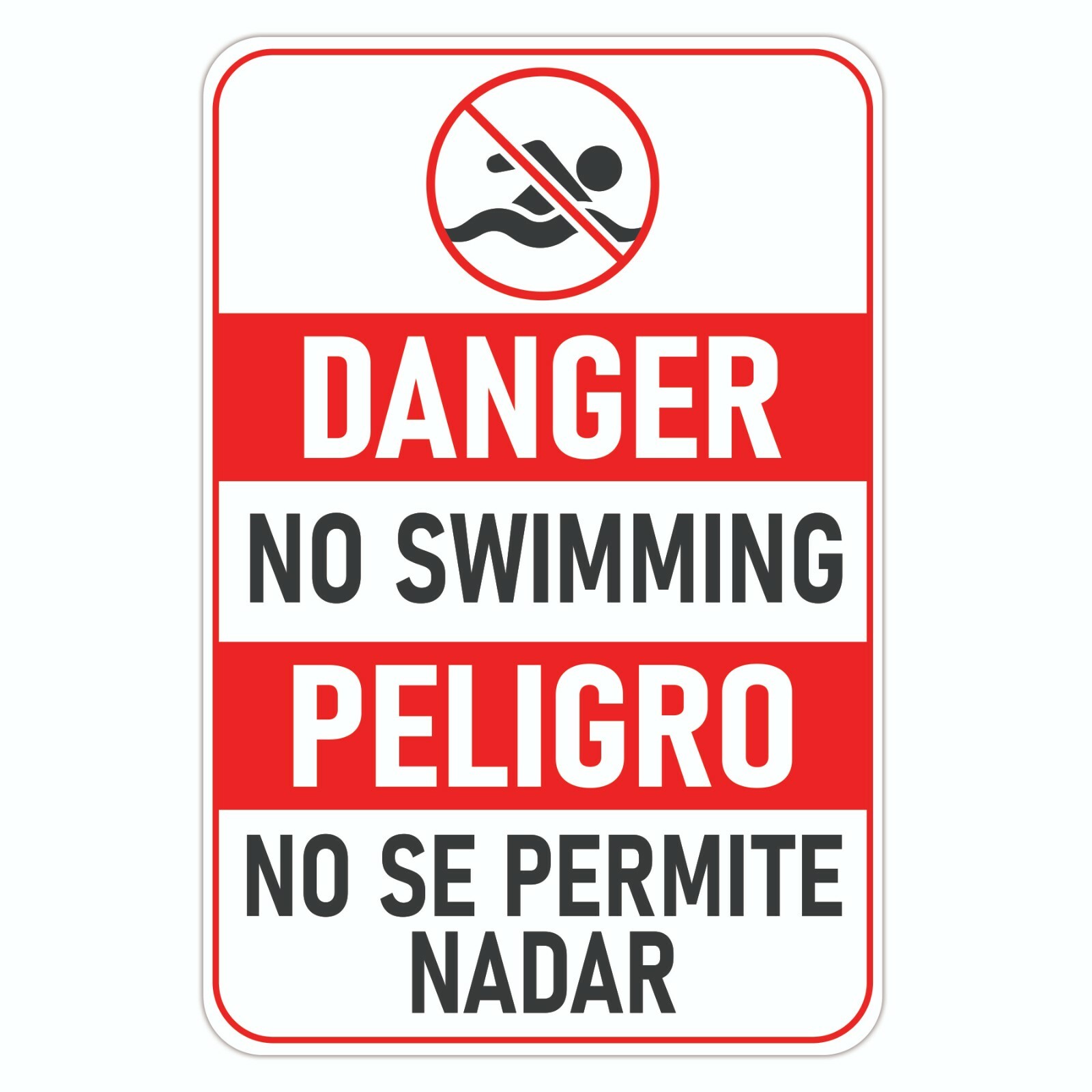 Danger No Swimming Peligro No Se Permite Nadar Aluminum Sign | eBay