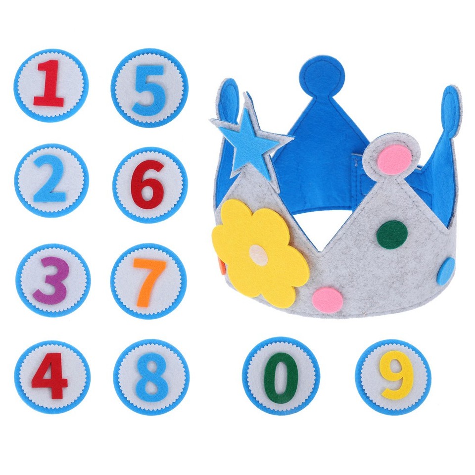 1 Set Toddler Birthday Crown Reusable Decorative DIY Birthday Numbers ...