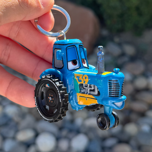 Cow Tractor Keychain Disney Pixar Cars Film Blue Keyring Mini Movie Car ...