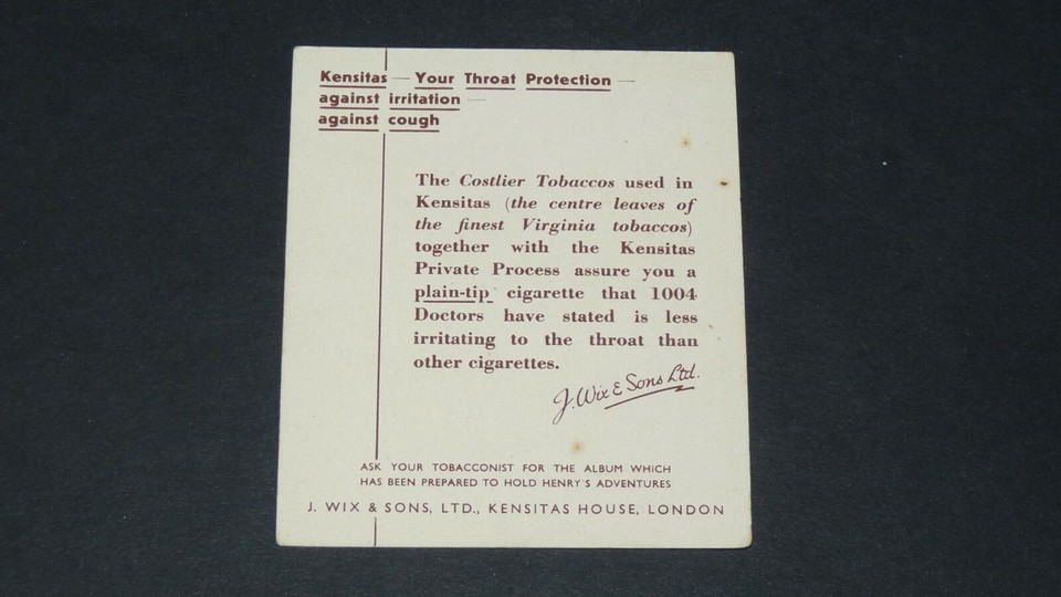 CIGARETTES CARD WIX KENSITAS 1936 HENRY CARL ANDERSON | eBay