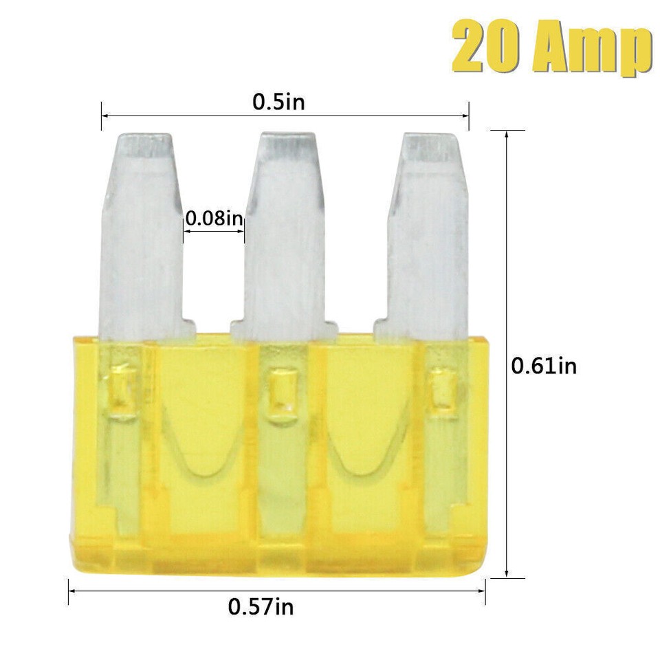 50PCS Micro3 3 Prong Blade Fuses Assortment Kit Set 5A 7.5A 10A 15A 20A ...
