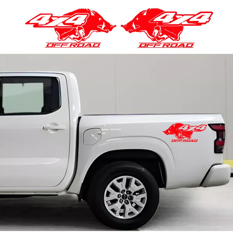 2PCS Wild Boar 4x4 Off Road Car Bed Side Decal Vinyl Sticker For Nissan ...