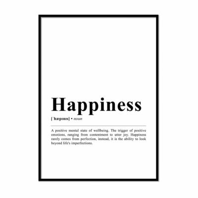 Happiness Dictionary Definition Quote Wall Art Gallery Décor Poster ...