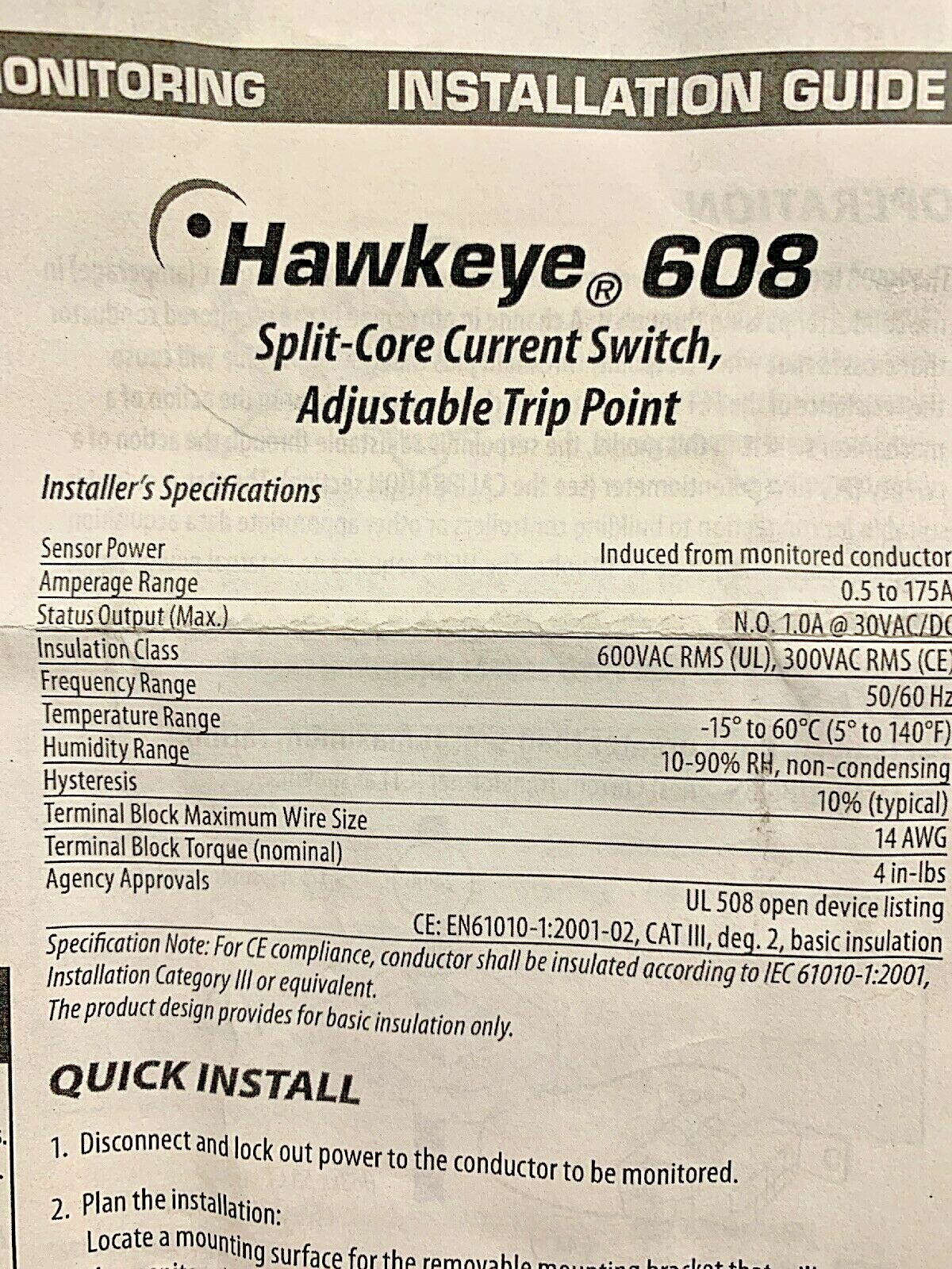 ⚡️ Veris Industries H608 Hawkeye Split Core Adjustable Trip Point ...