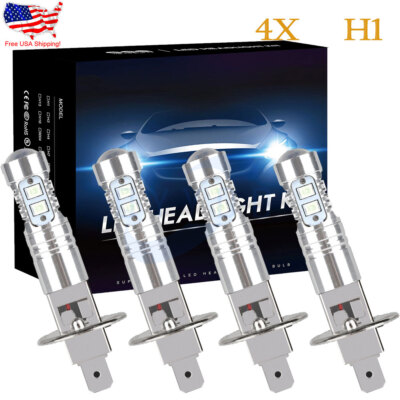 LED Headlight Bulb 4x H1 High Low Beam Super Bright 8000K Ice Blue | eBay