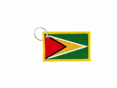 Keychain keyring embroidered embroidery patch double sided flag guyana ...