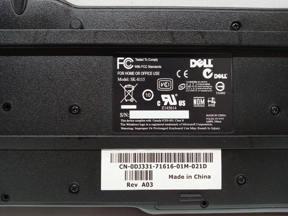 Genuine Dell Wired Usb Keyboard Model L100 | eBay