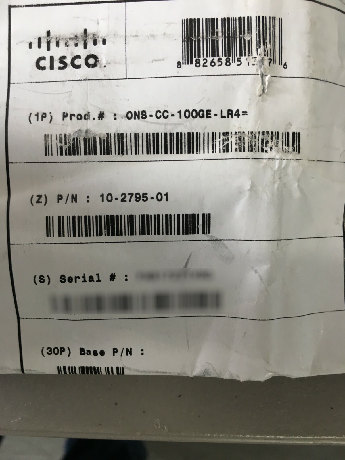 Cisco ONS-CC-100GE-LR4 CFP 100GbE, LR4, SM, C-TEMP WOTRCZ5BAA (* We buy ...