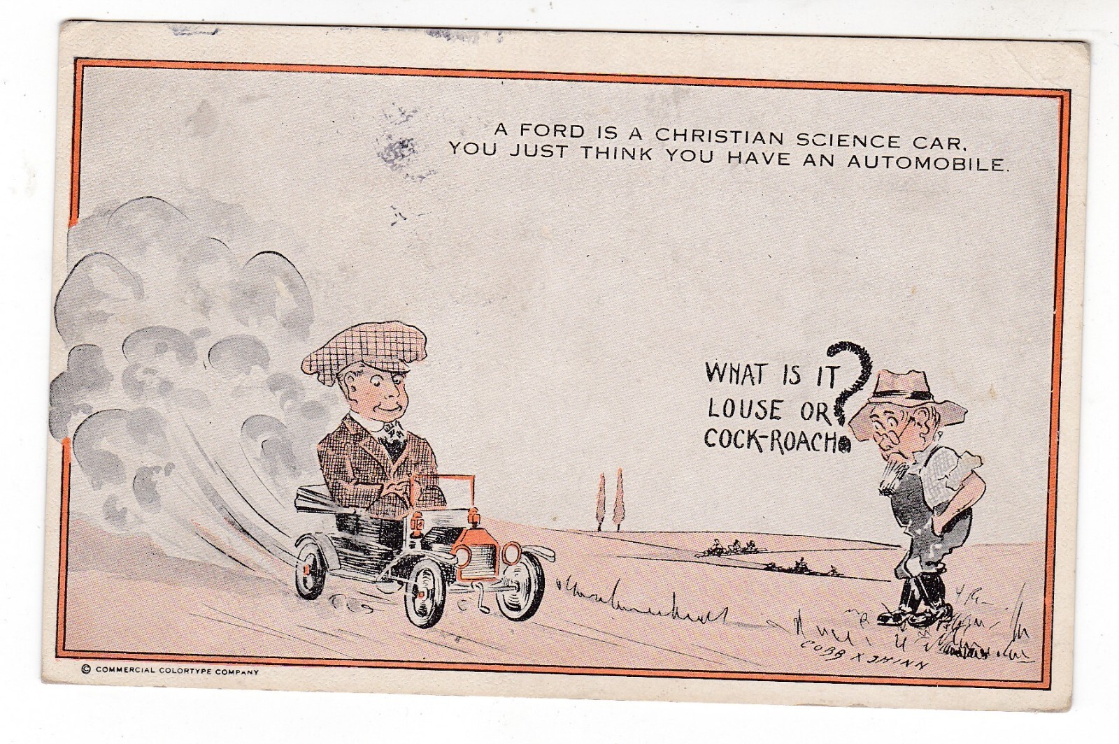 1915 MARSHALL OKLAHOMA COBB SHINN COMIC FORD CAR CHRISTIAN SCIENCE ...