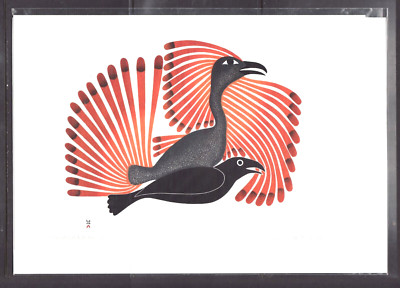 INTRUDING RAVEN by Nunavut Inuit artist Kenojuak Ashevak - New 6" x 9 ...