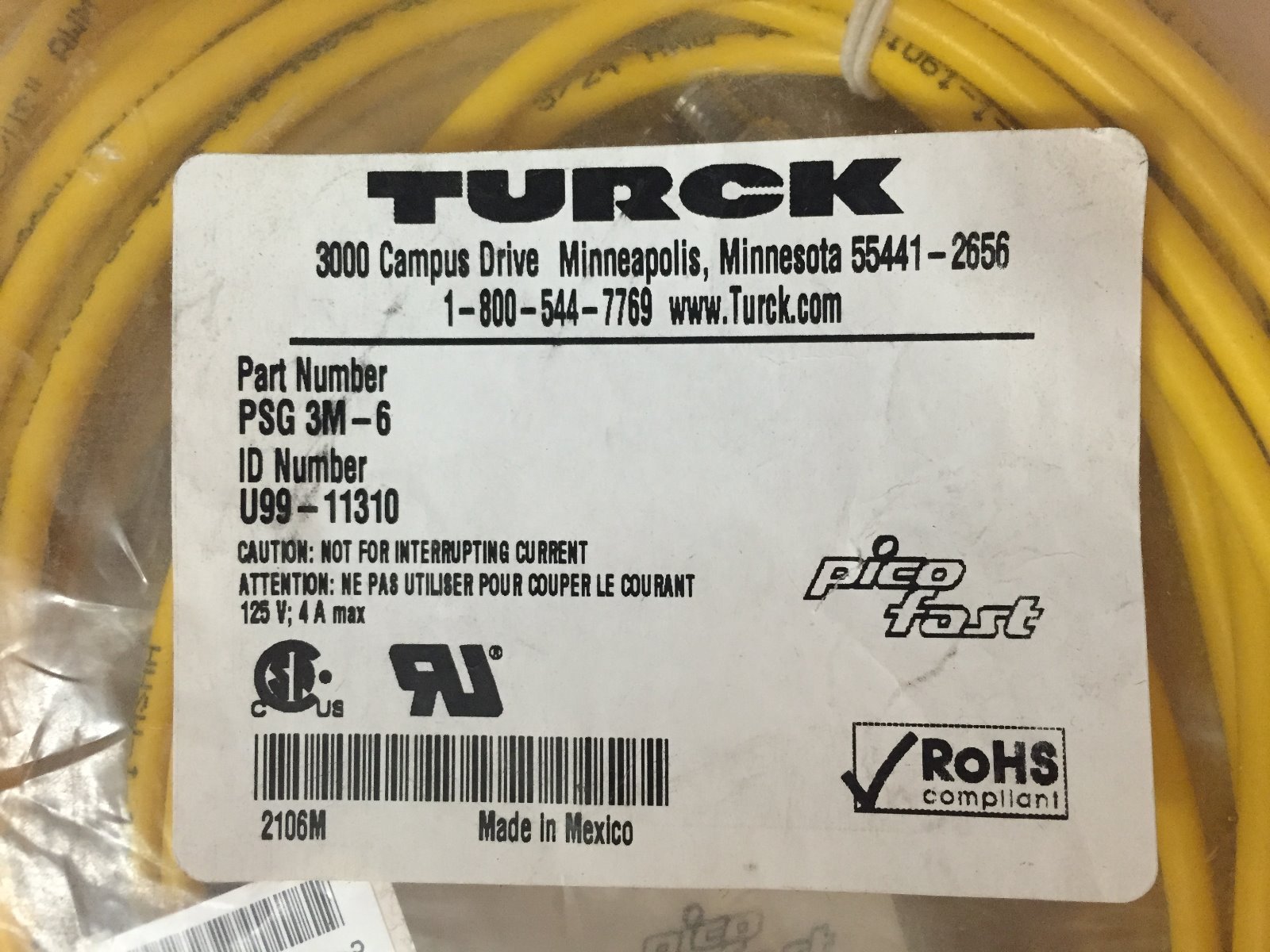 New!! TURCK PSG 3M-6 CABLE U99-11310 (Lot of 3) | eBay