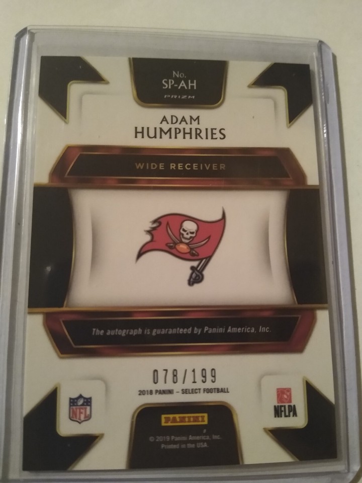 2018 ADAM HUMPHRIES PANINI SELECT SILVER AUTOGRAPHED AUTO NFL CARD /199 ...
