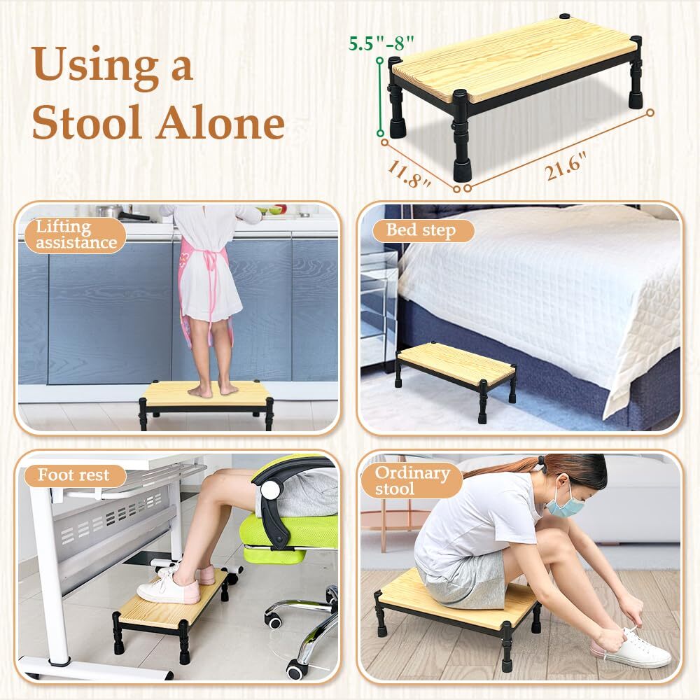 Medical Step Stool with Handle Bed Steps for High Beds for Adults ...