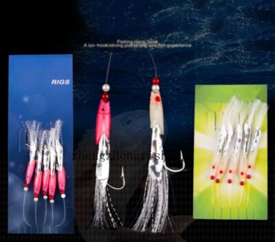 5/10Pack Sabiki Fishing Hook Luminous Rigs String Hook Mackerel Bass ...