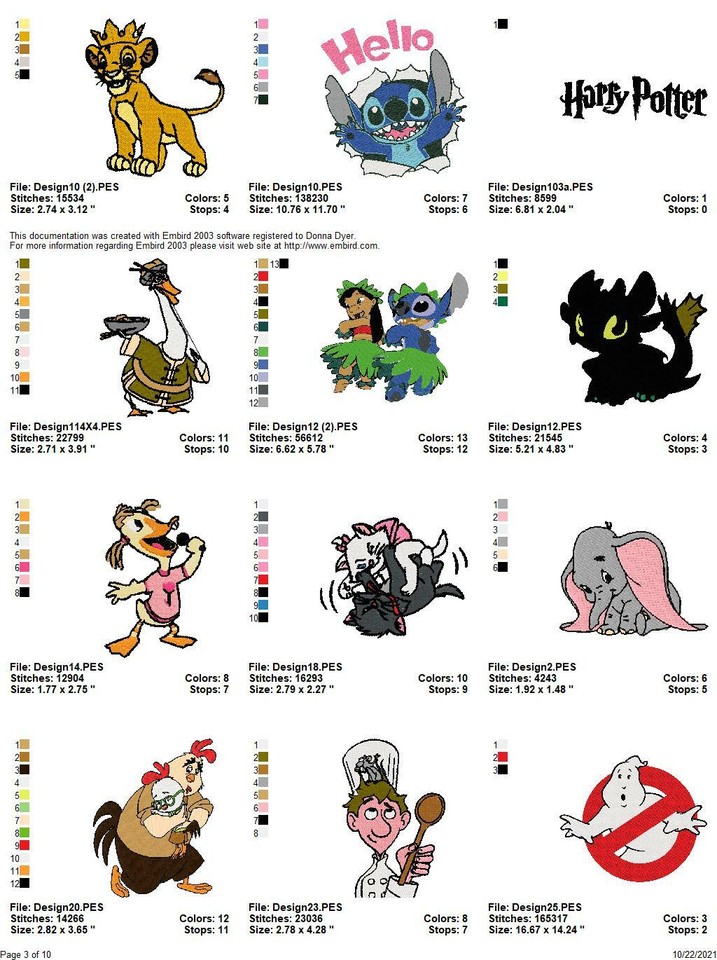 5000+ ANIMATED MOVIE CHARACTER BUNDLE Embroidery Machine Designs PES ...