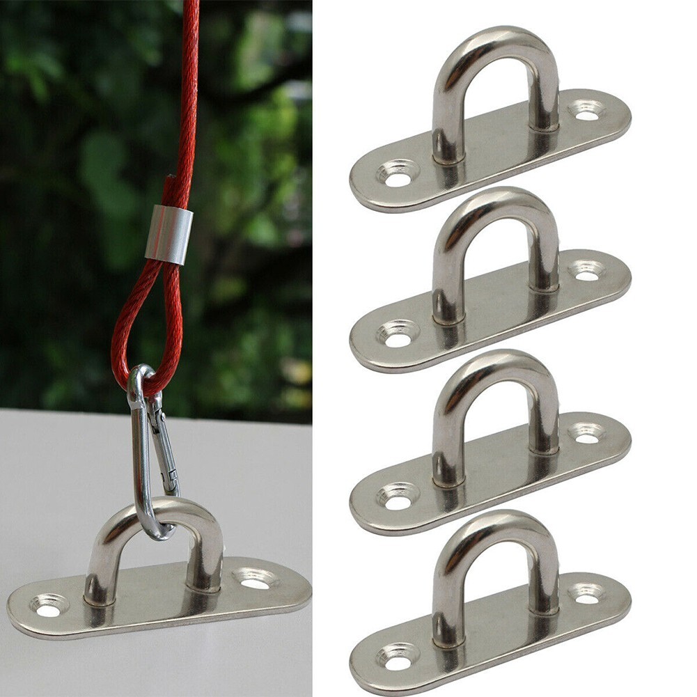4pcs Stainless Steel Pad Eye Plate Staple Ring Hook Oblong Replacement ...