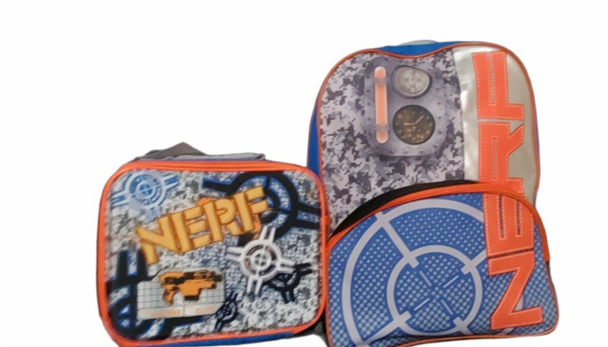 Nerf Target Blue Orange 16" Backpack & Lunch Bag Set School Travel NWT ...