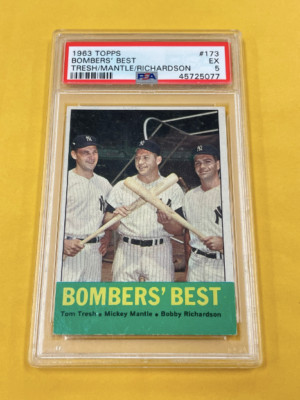 1963 Topps Baseball Bombers' Best Tresh Mickey Mantle Richardson PSA 5 ...