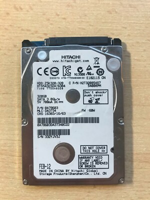 Hitachi HTS543232A7A384 TT5SAB320 320GB Hard Drive HDD 2.5inchSATA 3Gb ...