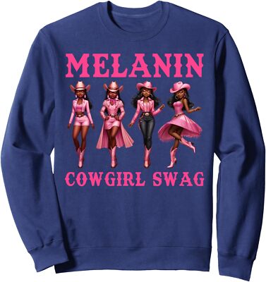 Melanin Cowgirl Swag Western Rodeo Cowgirl Black Tee Unisex Crewneck ...