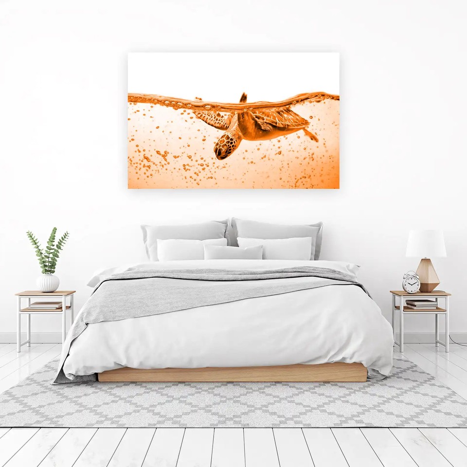 Exploring The Enchanting Sea Turtle Wildlife Orange Canvas Print Large ...