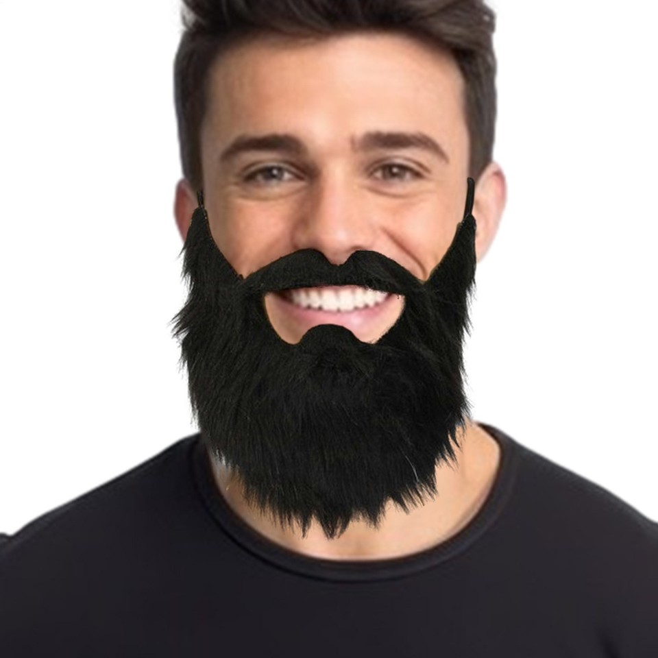 Funny Back Fake Beard Christmas Cosplay Props Novelty Black Hair Fake ...
