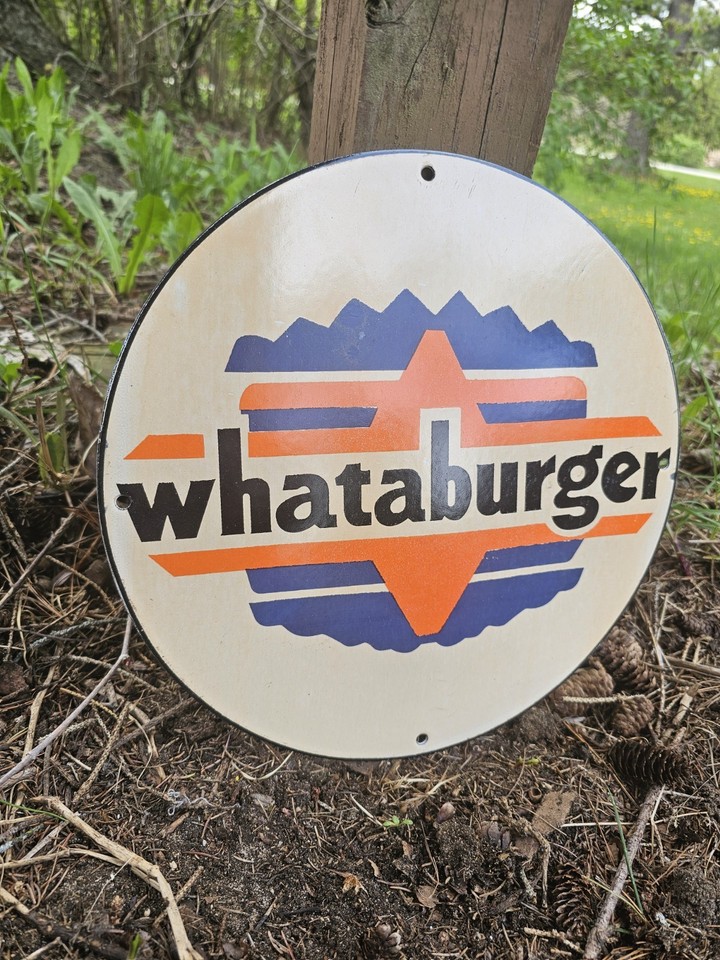 RARE VINTAGE WHATABURGER PORCELAIN SIGN, FOUND IN AUCTION HOUSE IN ...