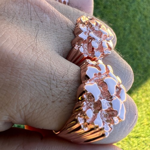 14K Rose Gold Plated over Real Solid 925 Sterling Silver Nugget Ring ...