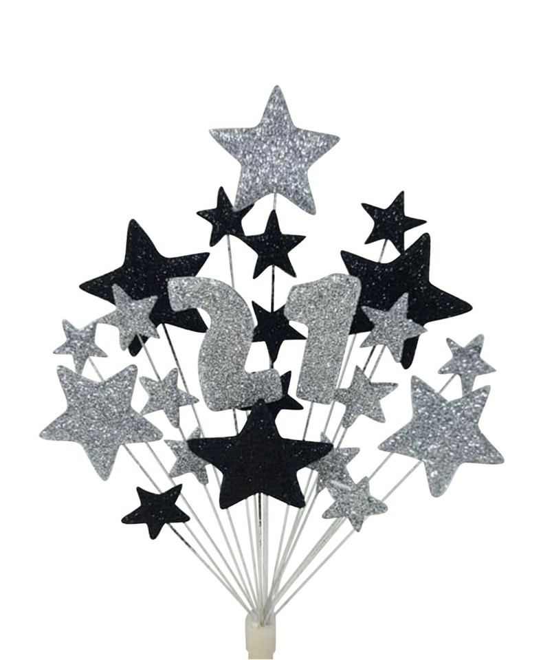 N/A birthday cake topper in silver & black 18th 21st 30th 40th 50th ...