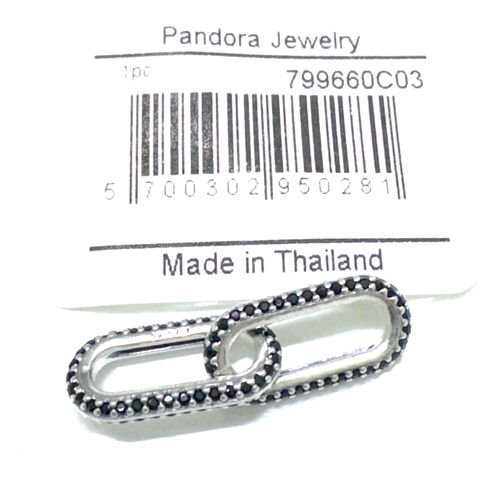 Pandora Sterling Silver Double link Me black pavé 799660C03 | eBay