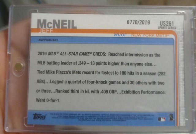 2019 Topps Update Series - All-Star Gold #US261 Jeff McNeil /2019 (RC ...