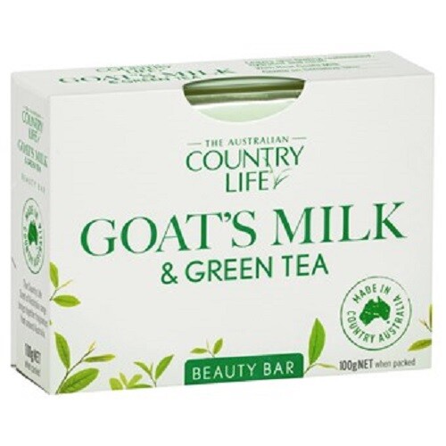 4 x GOATS MILK & GREEN TEA BEAUTY SOAP BAR FROM COUNTRY LIFE 100G BARS ...