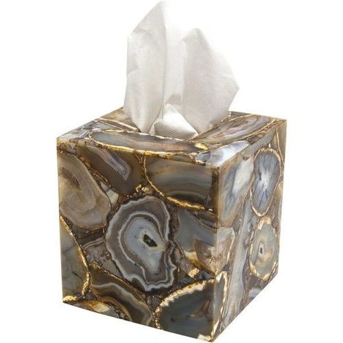 6'' Marvelous Marble Tissue Box Inlay agate mosaic Home Hallway Decor ...