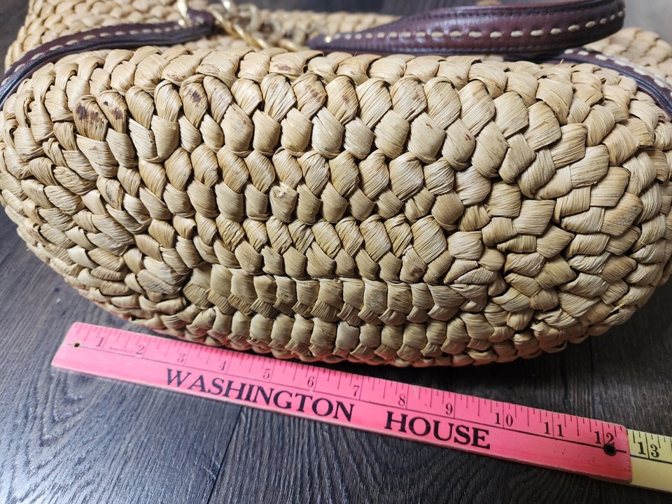 Y2K Juicy Couture Vacation Beach Bag Tote Straw Weave Leather OVER THE ...