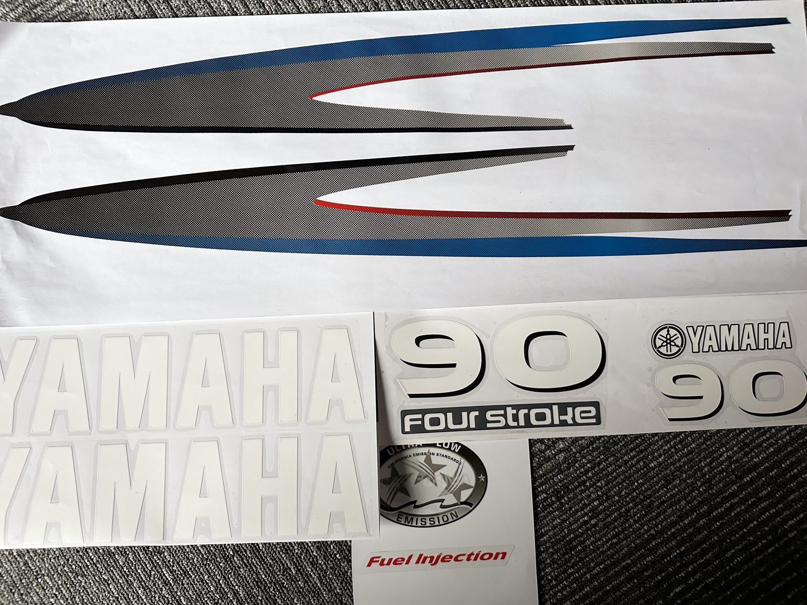 Yamaha 90HP Four Stroke Outboard Engine Decals Sticker Set reproduction ...